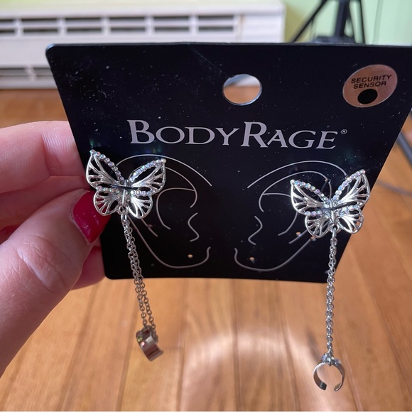 Spencer's | Jewelry | Nwt Body Rage Silver Rhinestone Butterfly Ear ...